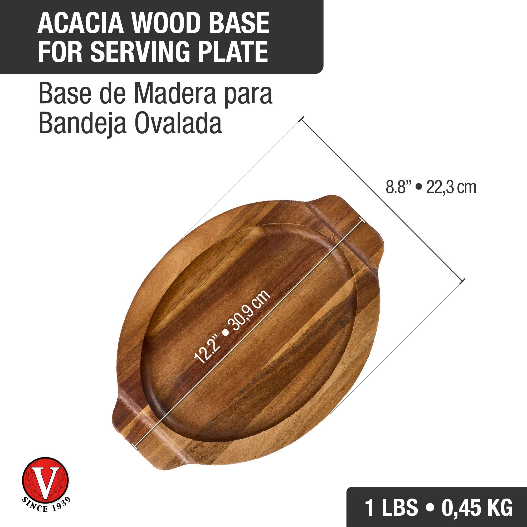 Base de Madera Acacia Para Bandeja 29x19 cm– Victoria